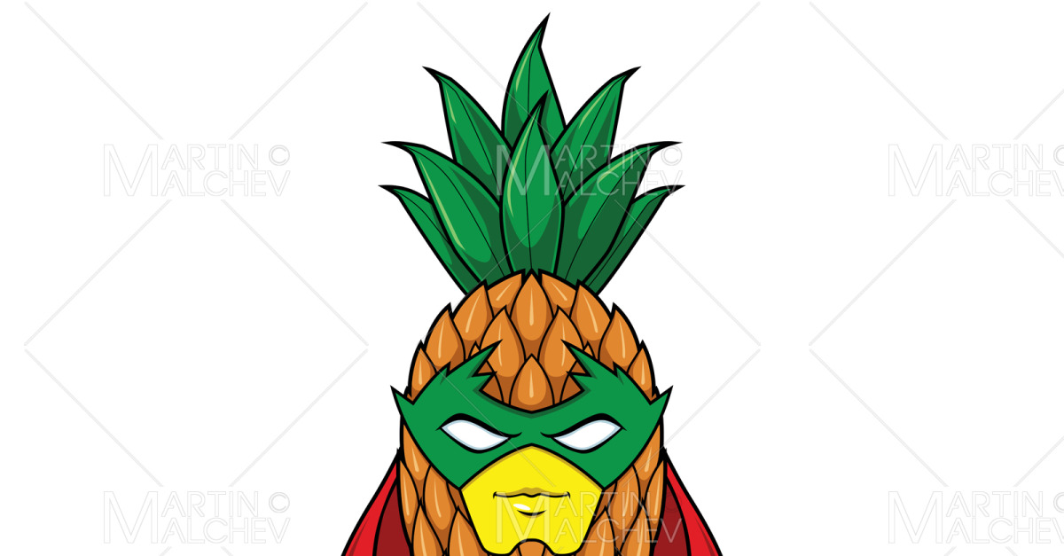 Pineapple Superhero Mascot Vector Illustration
