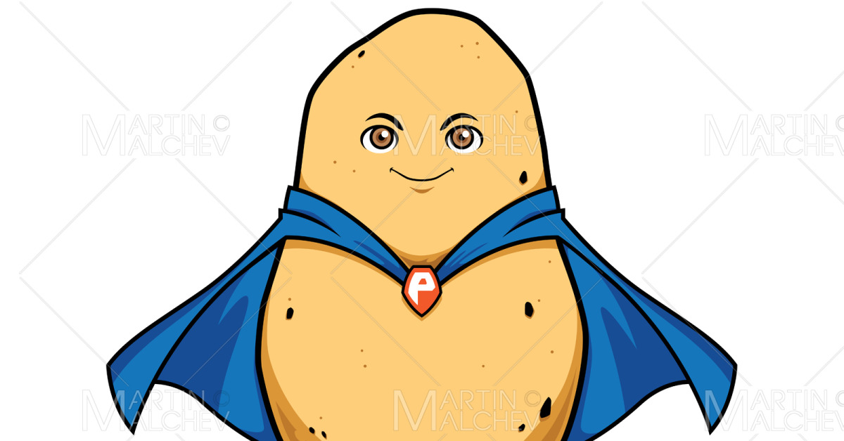 Potato Superhero Mascot Vector Illustration - TemplateMonster
