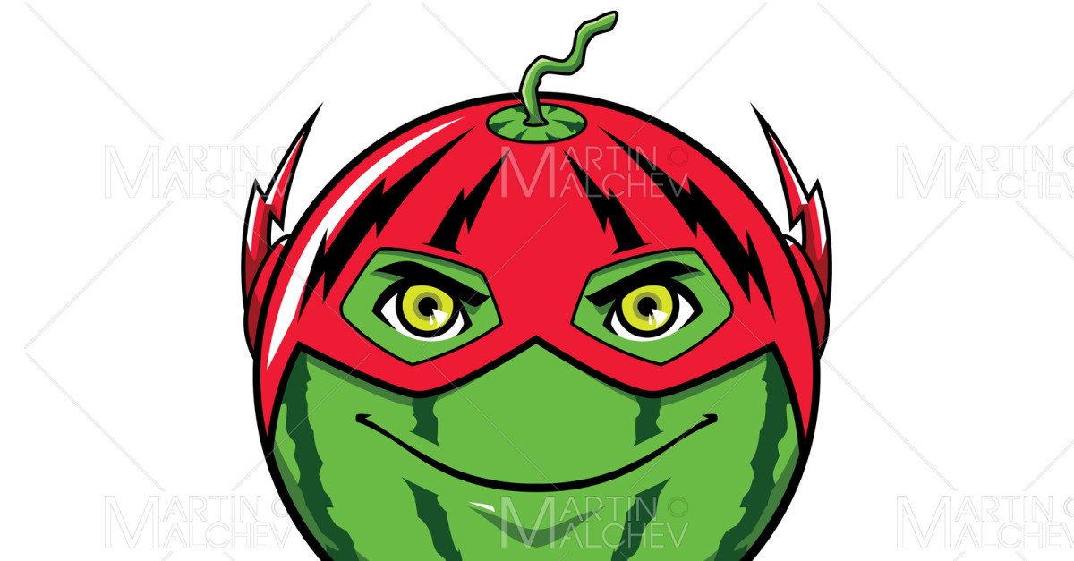 Watermelon Superhero Mascot Vector Illustration