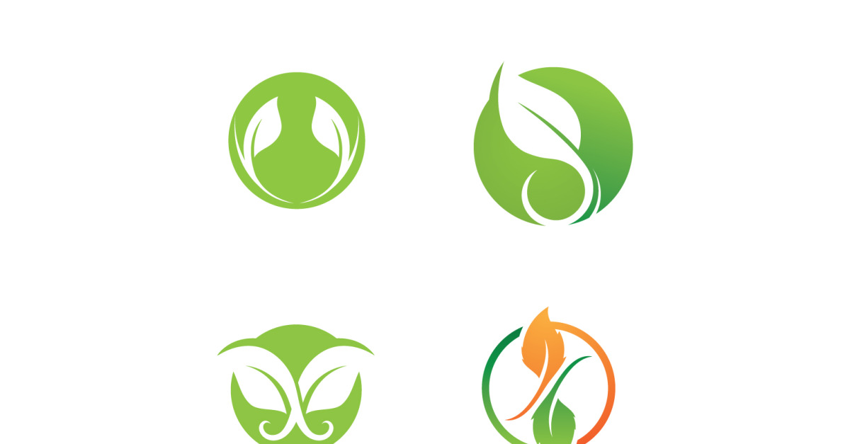 Folha Verde Logo Vetor Elementos da Natureza V36