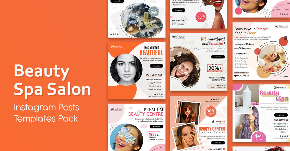 Beauty and Spa Social Media Instagram Posts - TemplateMonster