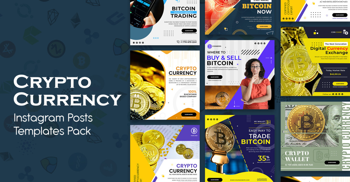 Cryptocurrency Social Media Instagram Post Template