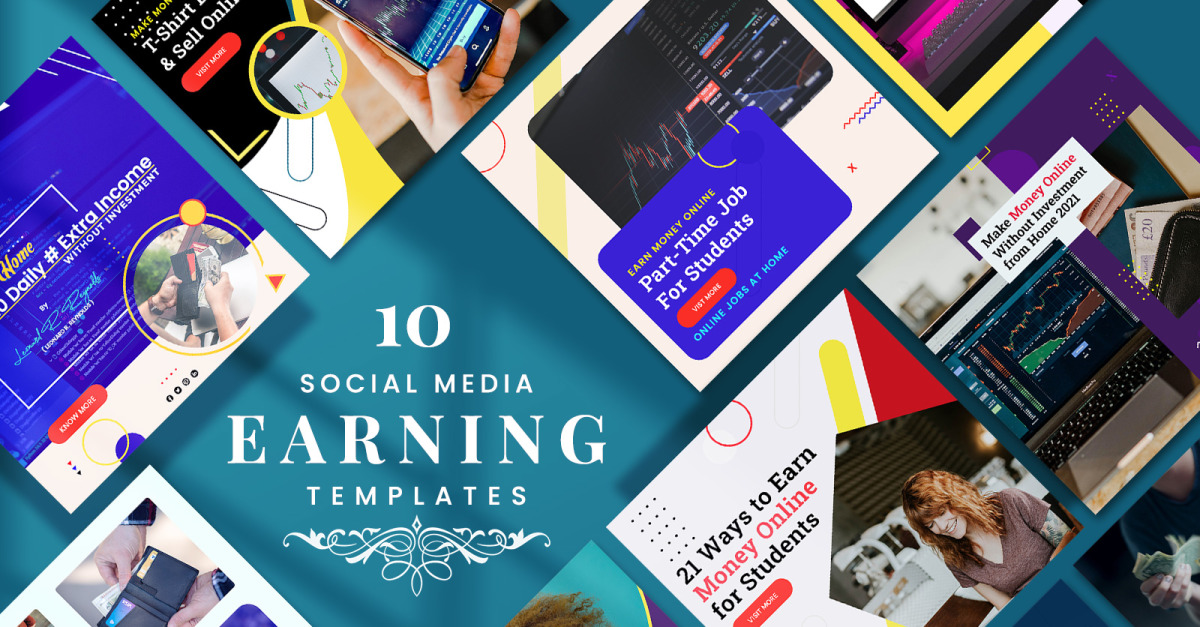 Online Money Earning Social Media Posts - TemplateMonster