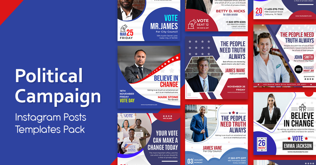 Political Campaign Social Media Post Templates