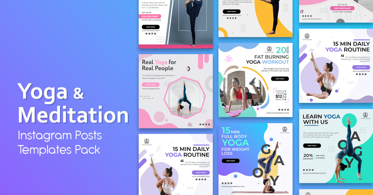 Yoga and Meditation Social Media Post Templates