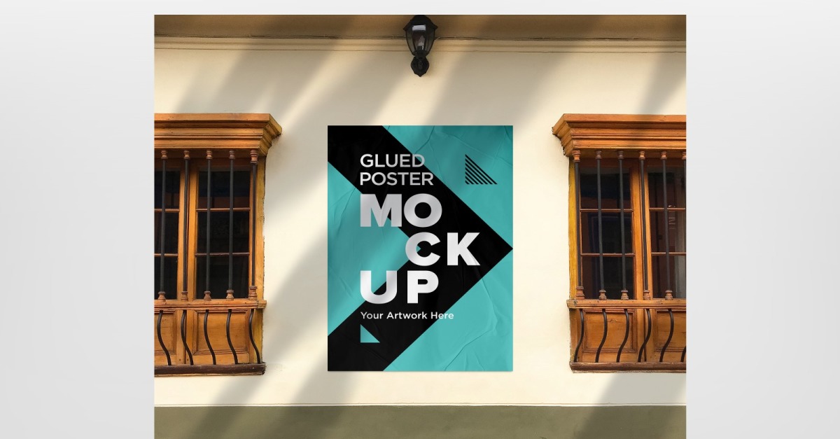 Glued Poster Mockup, Shadow Overlay Effect - TemplateMonster