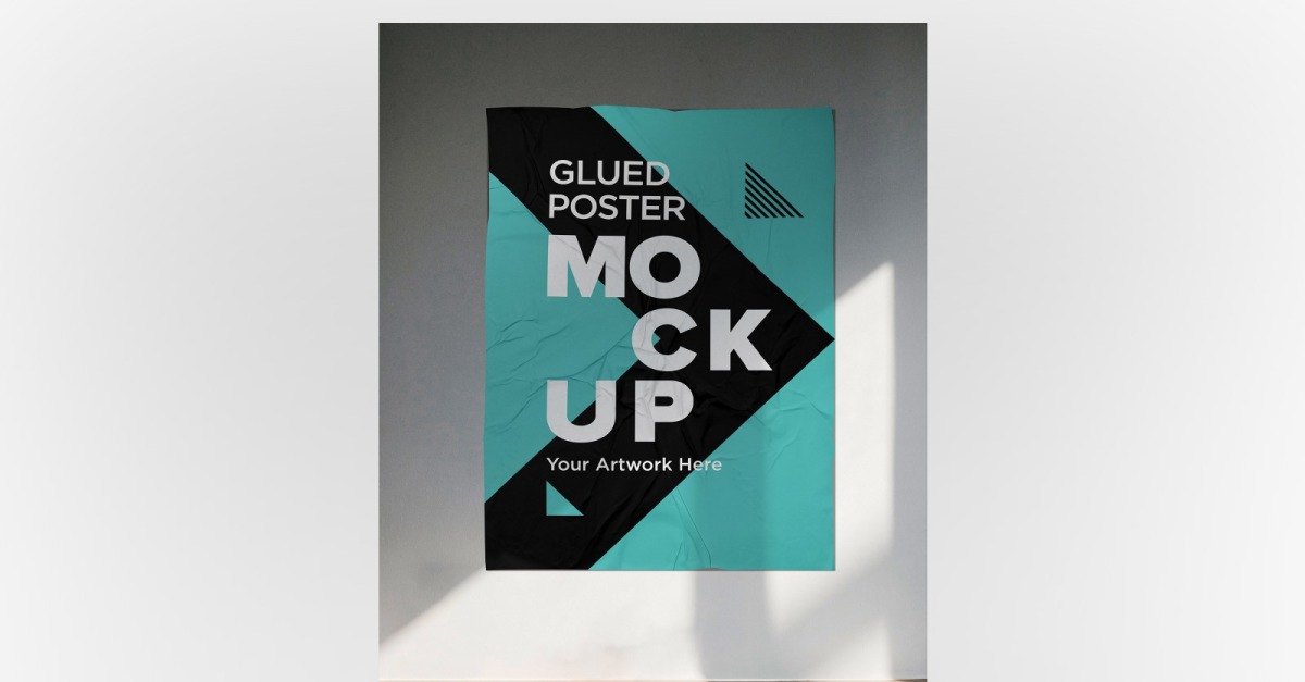 Maqueta de póster pegado Superposición arrugada y de sombras