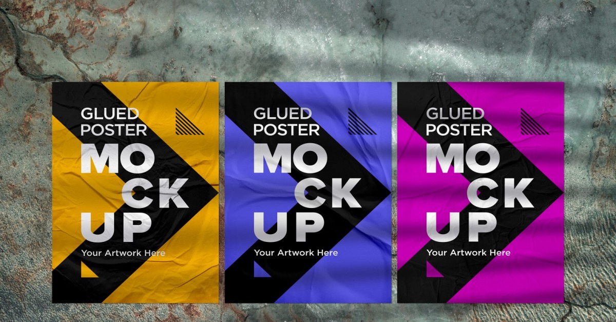 Poster Mockup with Crumpled Paper & shadow Overlay Effects