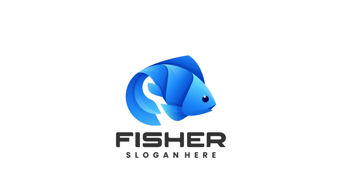 Blue Fish Gradient Logo Template #252457 - TemplateMonster