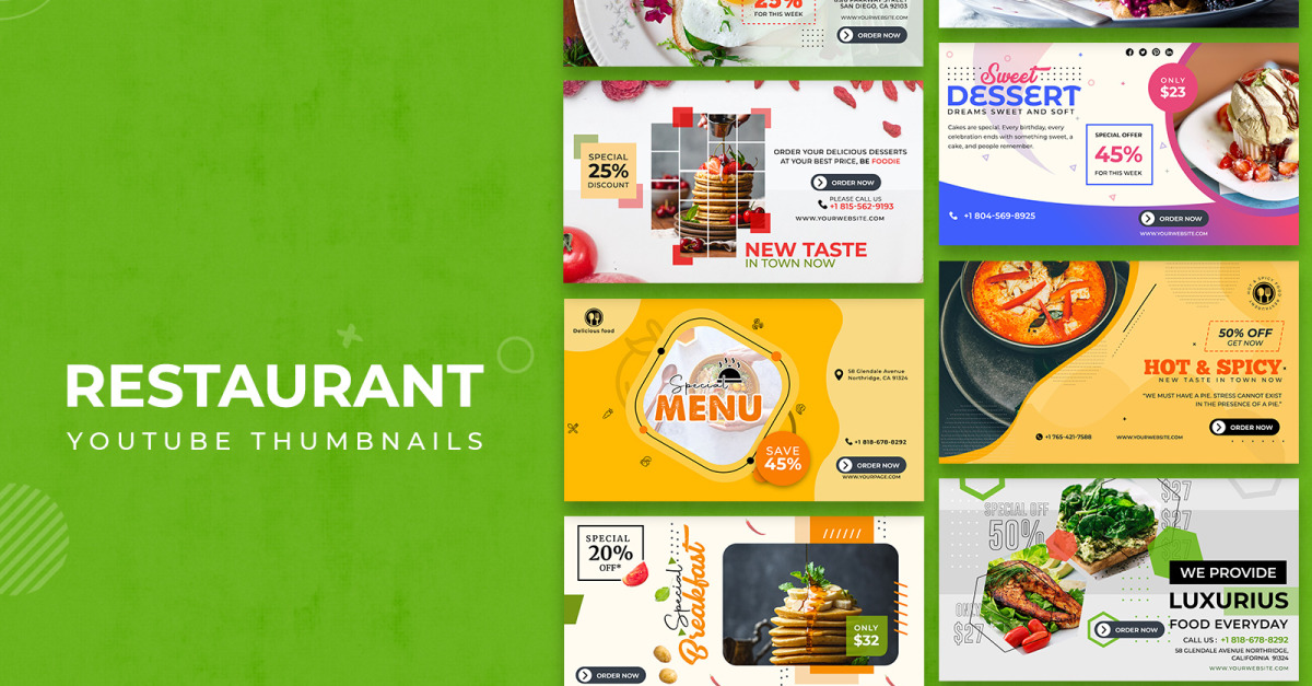 Restaurant Discounts Youtube Thumbnails - TemplateMonster