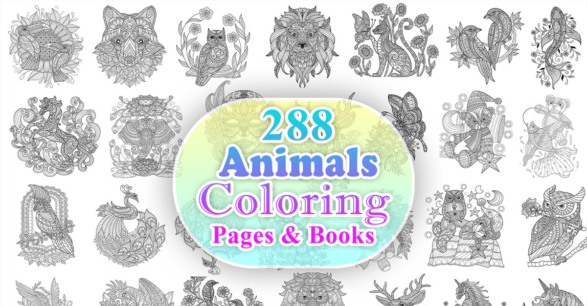 Animals Adult Coloring Book, Animals Adult Coloring Page, Animals ...
