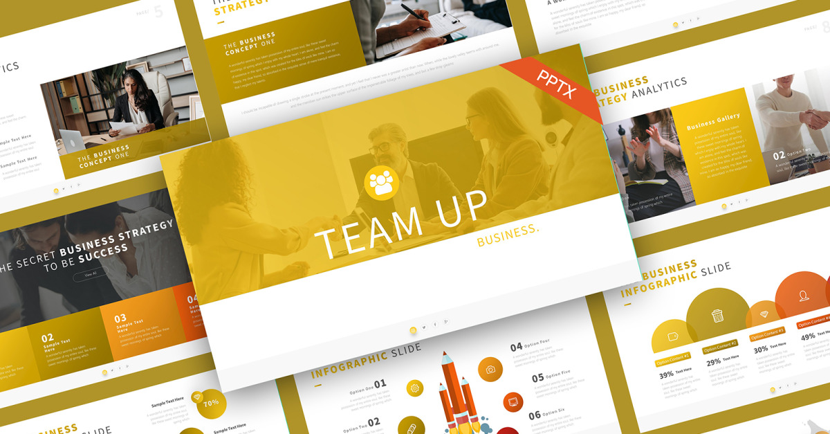 Modelo de PowerPoint de Negócios do TeamUp - TemplateMonster
