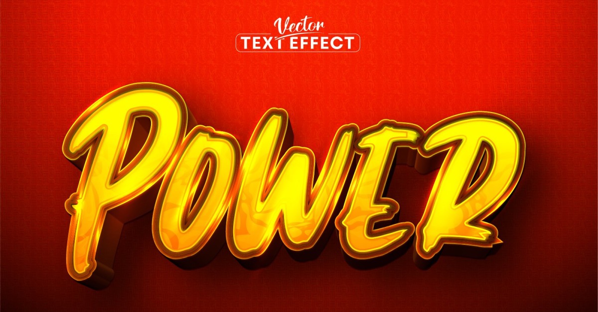 Power - Editable Text Effect, Yellow Color Cartoon Text Style, Graphics ...