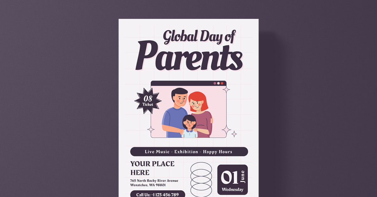 Parents Day Flyer Template #253251 - TemplateMonster