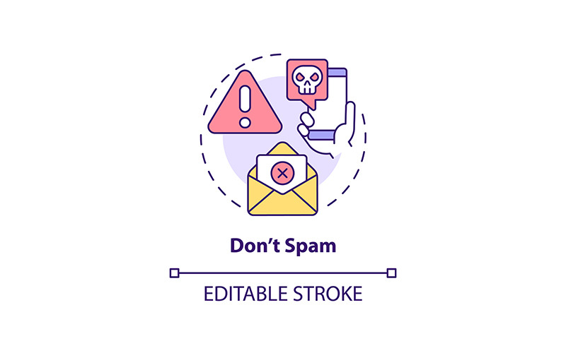Do Not Spam Thin Line Concept Icon #253496 - TemplateMonster