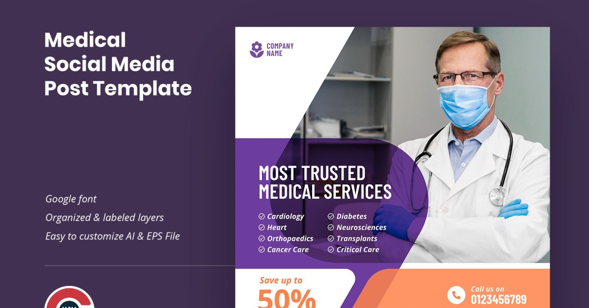 Medical Healthcare Social Media Post Template