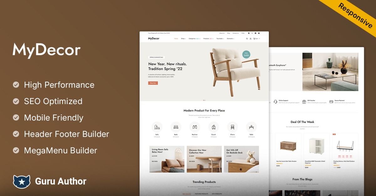 MyDecor - Furniture, Interior, Art & Crafts WooCommerce Elementor Theme
