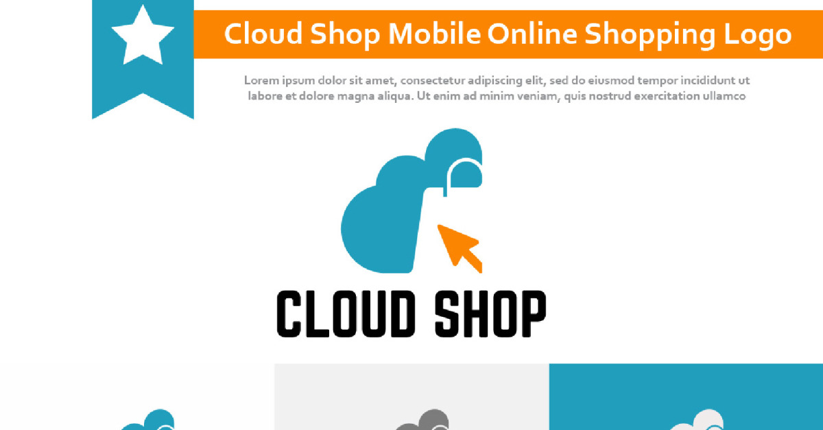 Cloud Shop Mobile Online Shopping Negative Space Logo