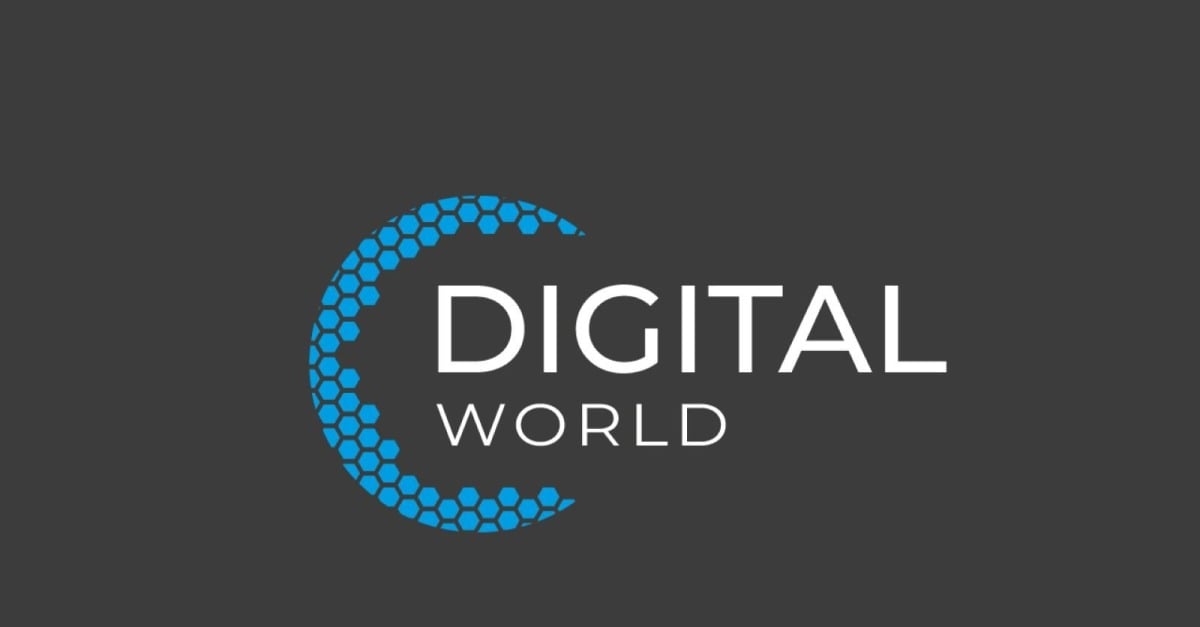 Logotipo del mundo digital con cuatro variaciones de color