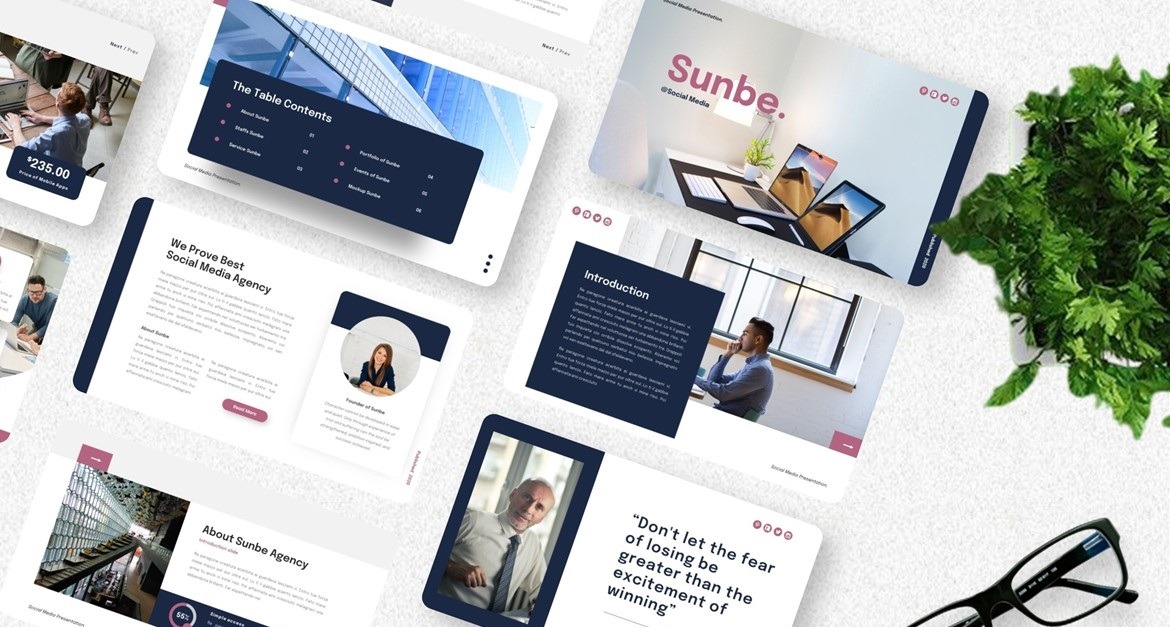 Sunbe - Social Media Googleslide #254091 - TemplateMonster