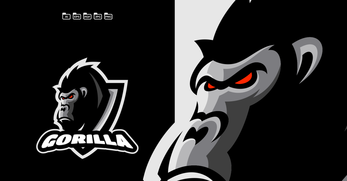 Gorilla Head Mascot Logotyp Mall #254244 - TemplateMonster