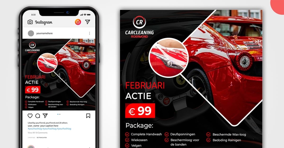 Creative Car Washing Service Social Media Post template