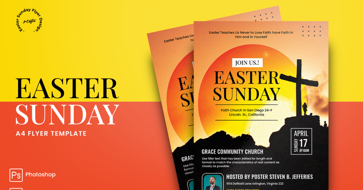 Easter Sunday Flyer Print and Social Media Template