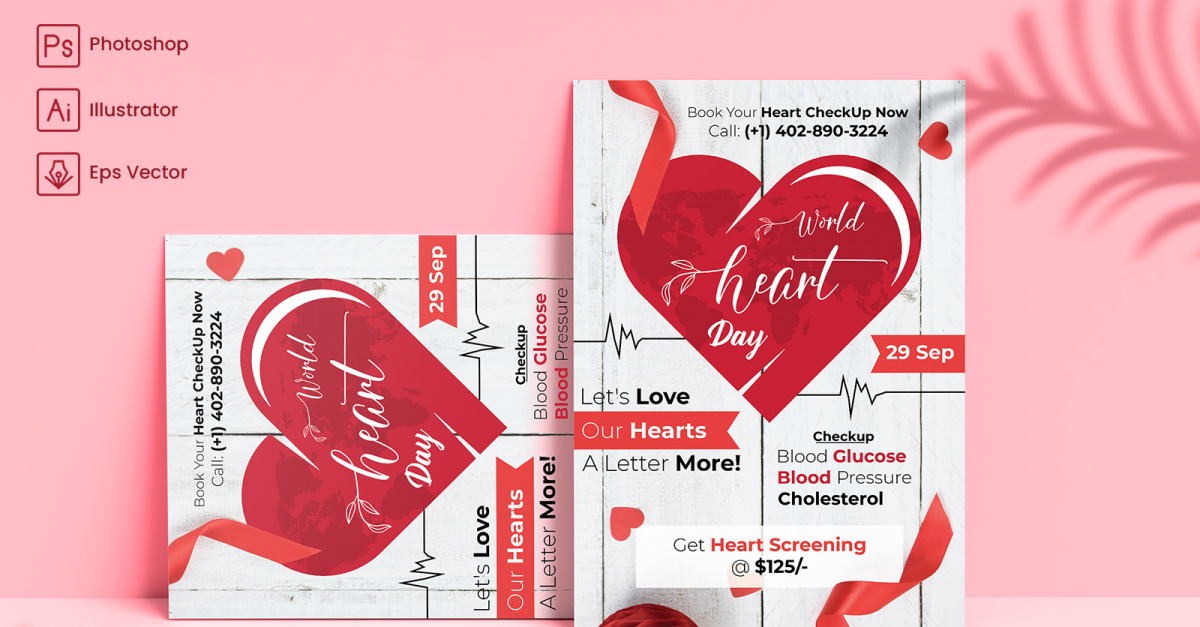 World Heart Day Flyer Print and Social Media Template