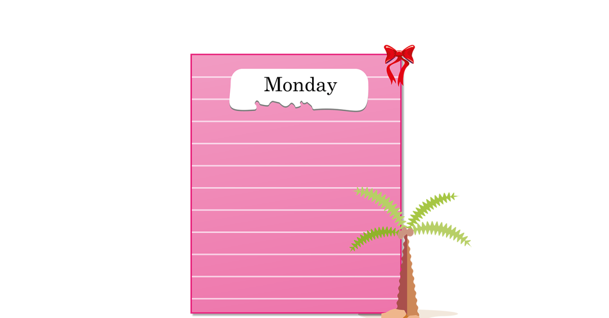 Monday Pink Notebook Vector #255192 - TemplateMonster