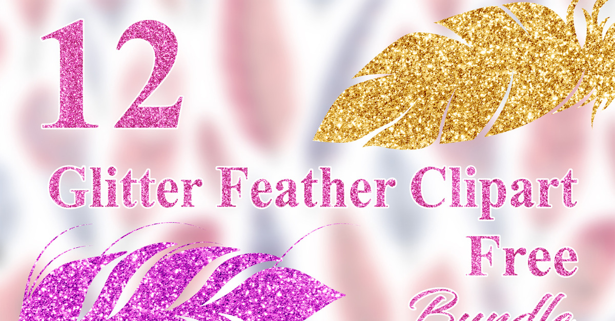 Glitter Feather Clipart Illustration - TemplateMonster