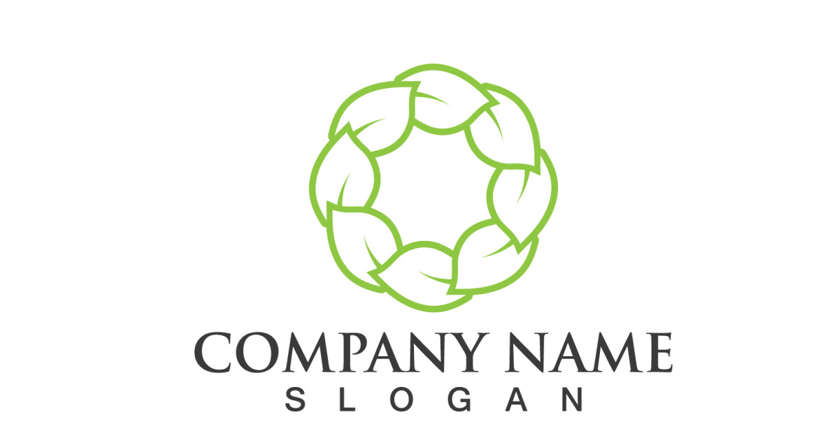 Folha Verde Natureza Linha Logo Vector V18 - TemplateMonster