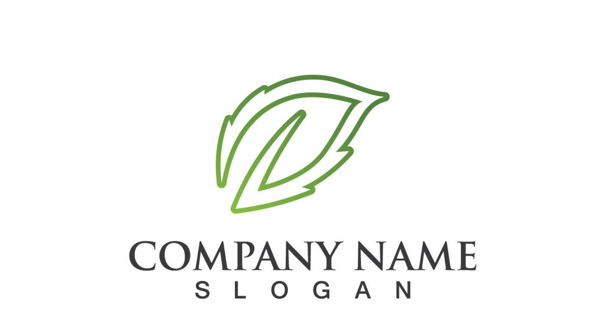Leaf Green Nature Line Logo Vector V11 - TemplateMonster