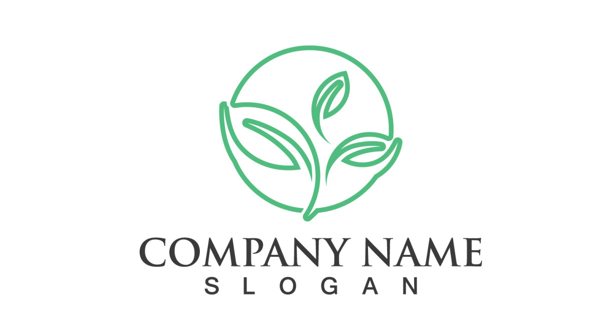 Leaf Green Nature Line Logo Vector V21 - TemplateMonster