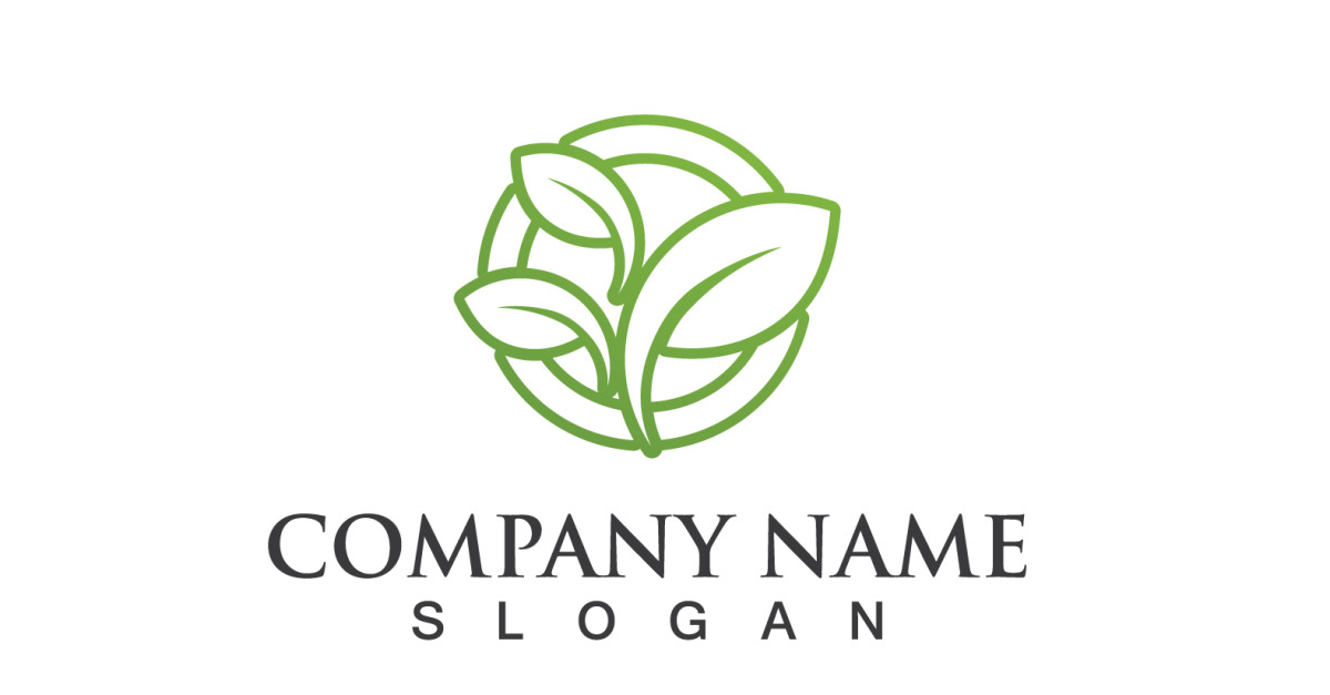 Leaf Green Nature Line Logo Vector V28 - TemplateMonster