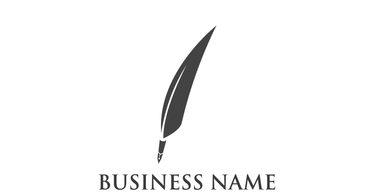 Pen Feather Write Logo Vector Sign V2 - TemplateMonster