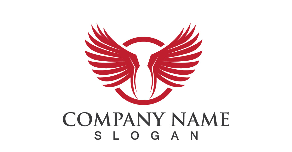 Wing Bird Red Logo Vector Eps Design V11 - TemplateMonster