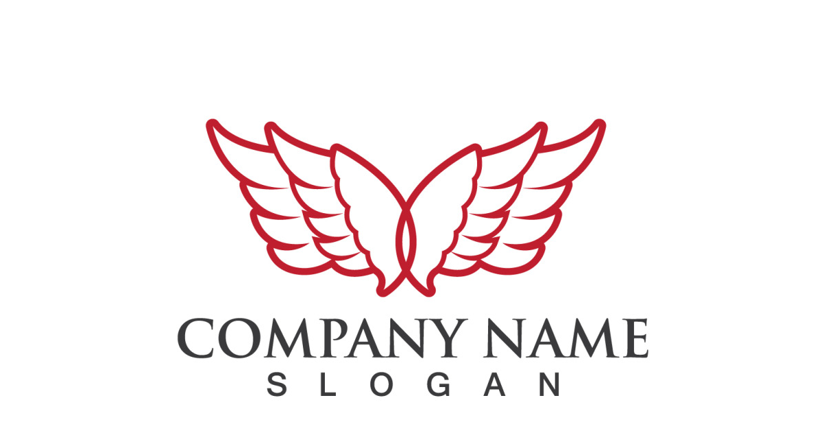 Wing Bird Red Logo Vector Eps Design V12 - TemplateMonster