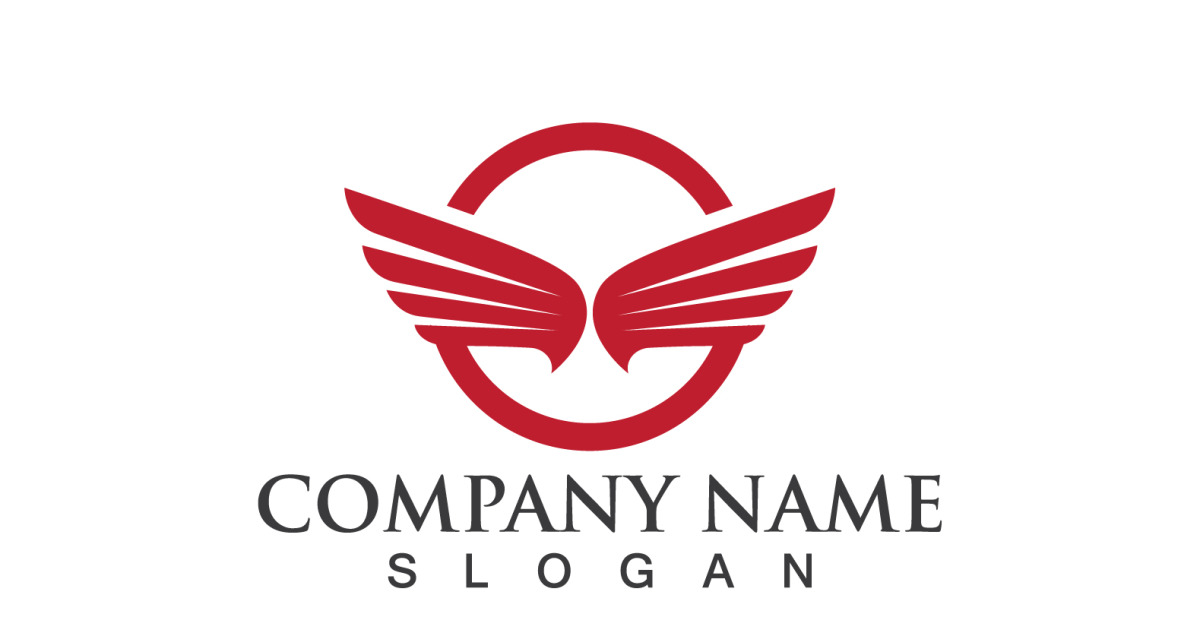 Wing Bird Red Logo Vector Eps Design V3 - TemplateMonster