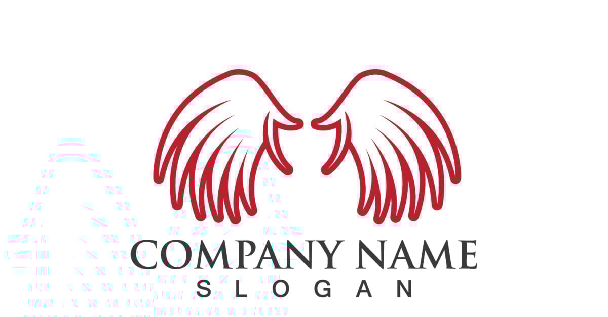 Wing Bird Red Logo Vector Eps Design V4 - TemplateMonster