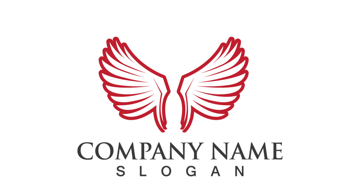 Wing Bird Red Logo Vector Eps Design V5 - TemplateMonster