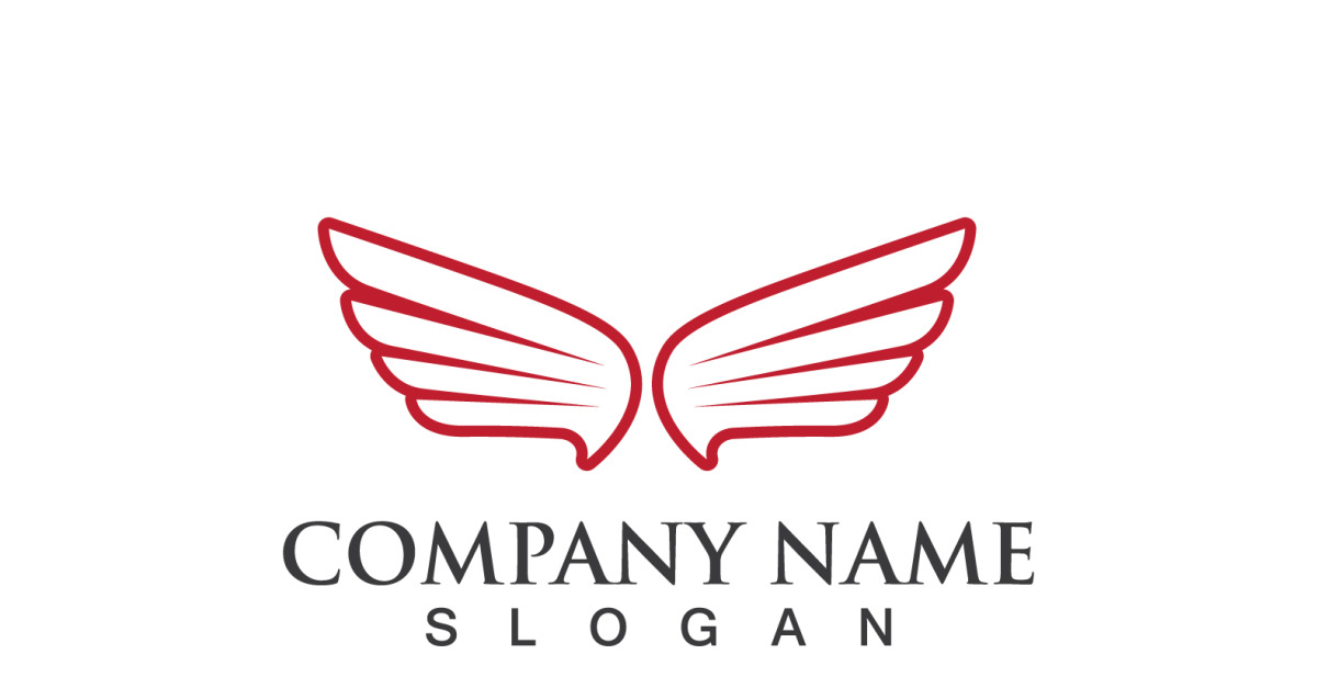 Wing Bird Red Logo Vector Eps Design V6 - TemplateMonster
