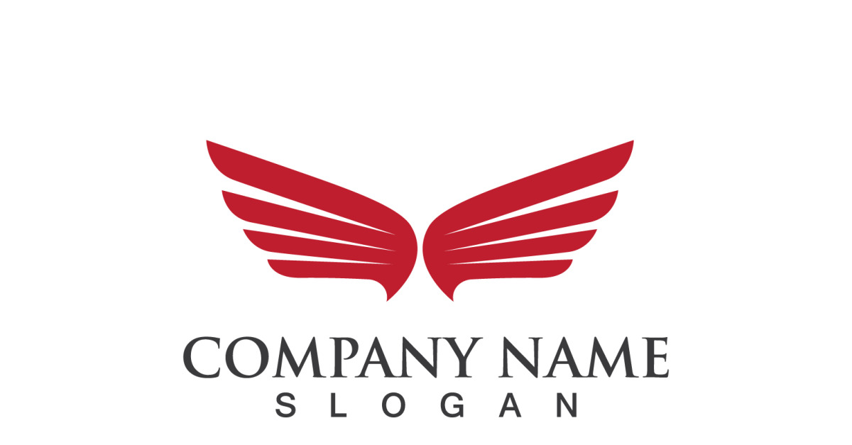 Wing Bird Red Logo Vector Eps Design V8 - TemplateMonster