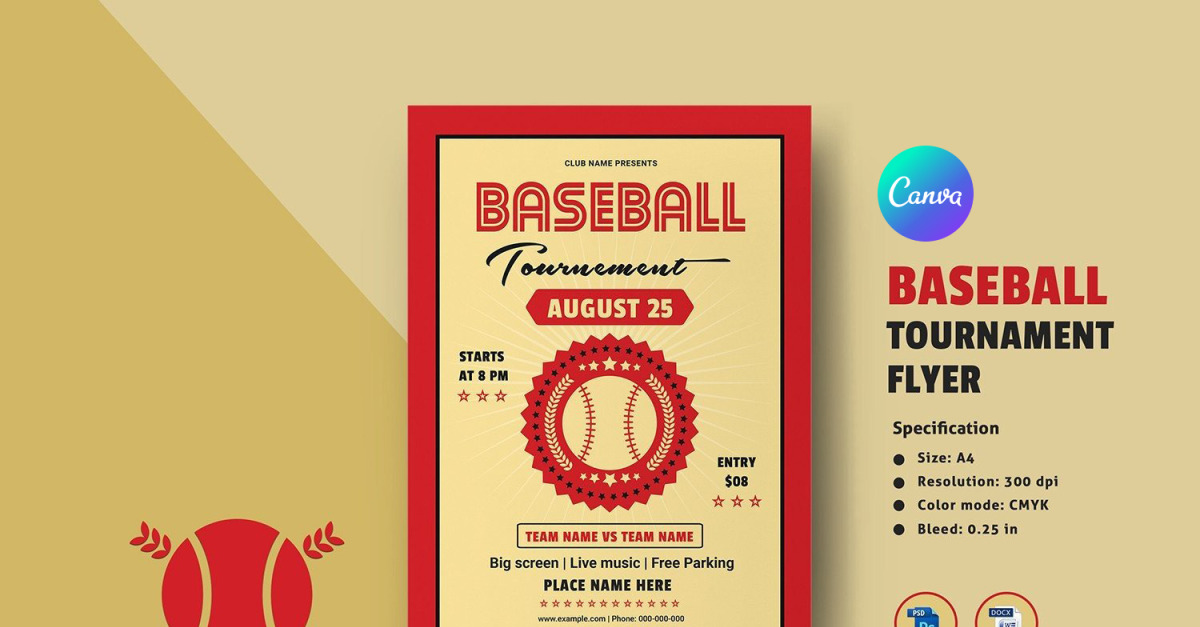 Customizable Baseball Tournament Flyer - TemplateMonster