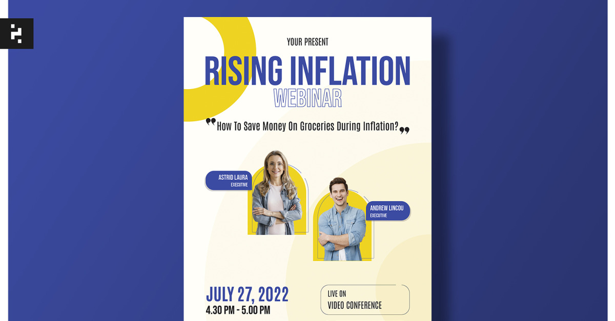 Rising Inflation Webinar Conference Flyer - TemplateMonster