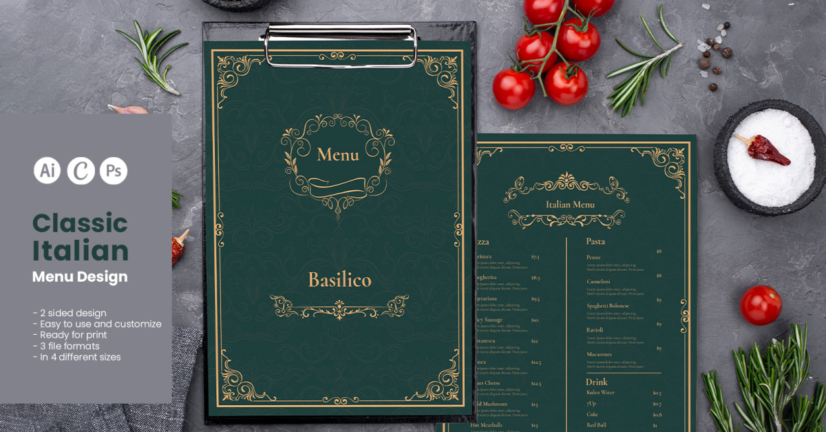 Klasik Menü Şablon Tasarımı #258564 - TemplateMonster