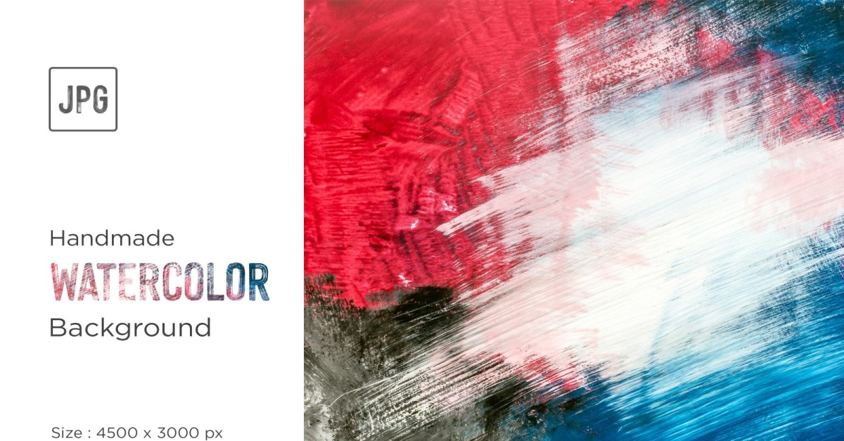 Hand painted Water color Background Red white and Blue Watercolor Splotches