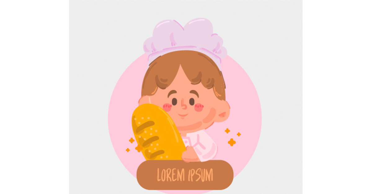 Free Man Bakery Restaurant Icon Logo Illustration