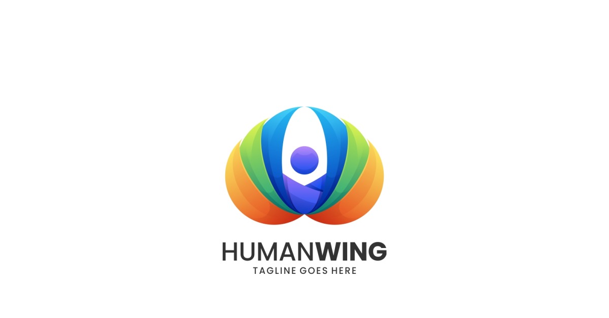 Human Wing Gradient Colorful Logo #259182 - TemplateMonster