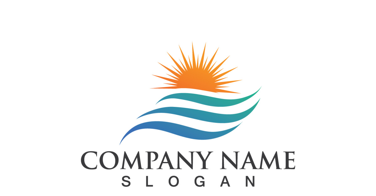 Słońce i fala Logo Vector Icon Design V 2 - TemplateMonster