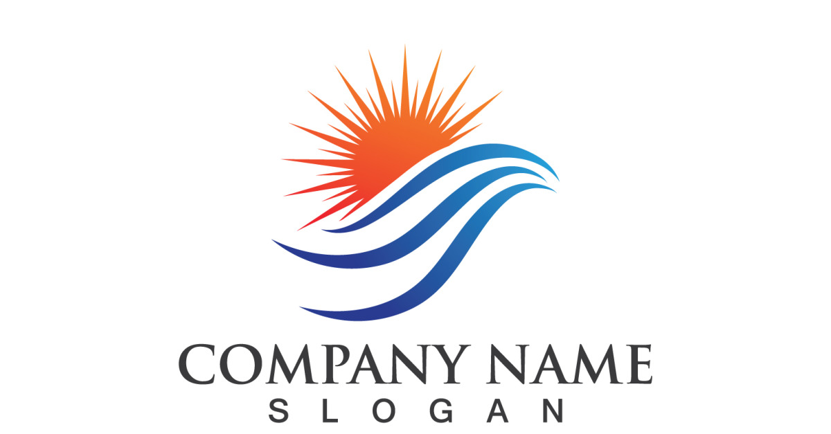 Słońce i fala Logo Vector Icon Design V 4 - TemplateMonster